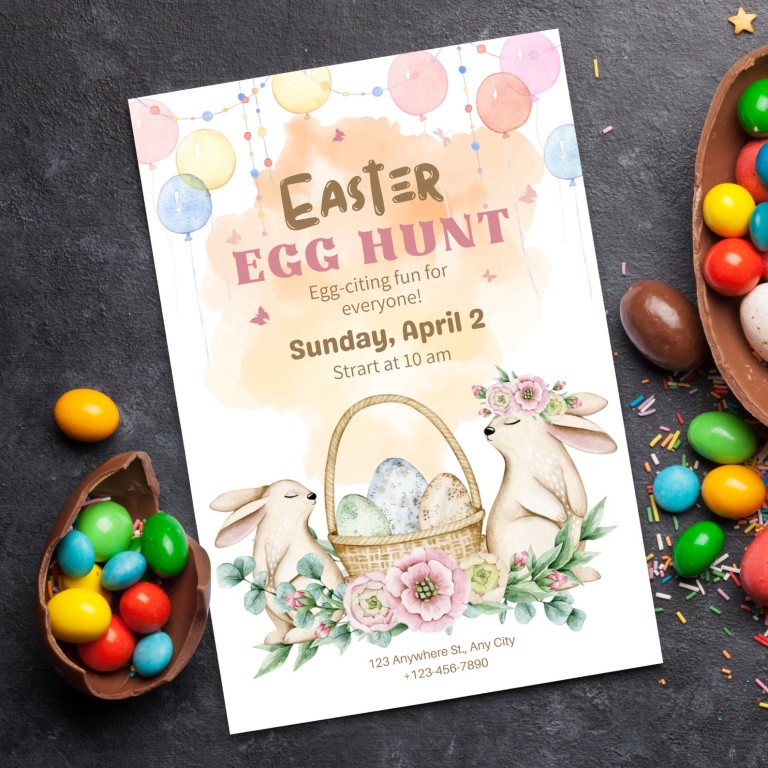 Editable Easter Egg Hunt Invitation Template - Creator Studio99