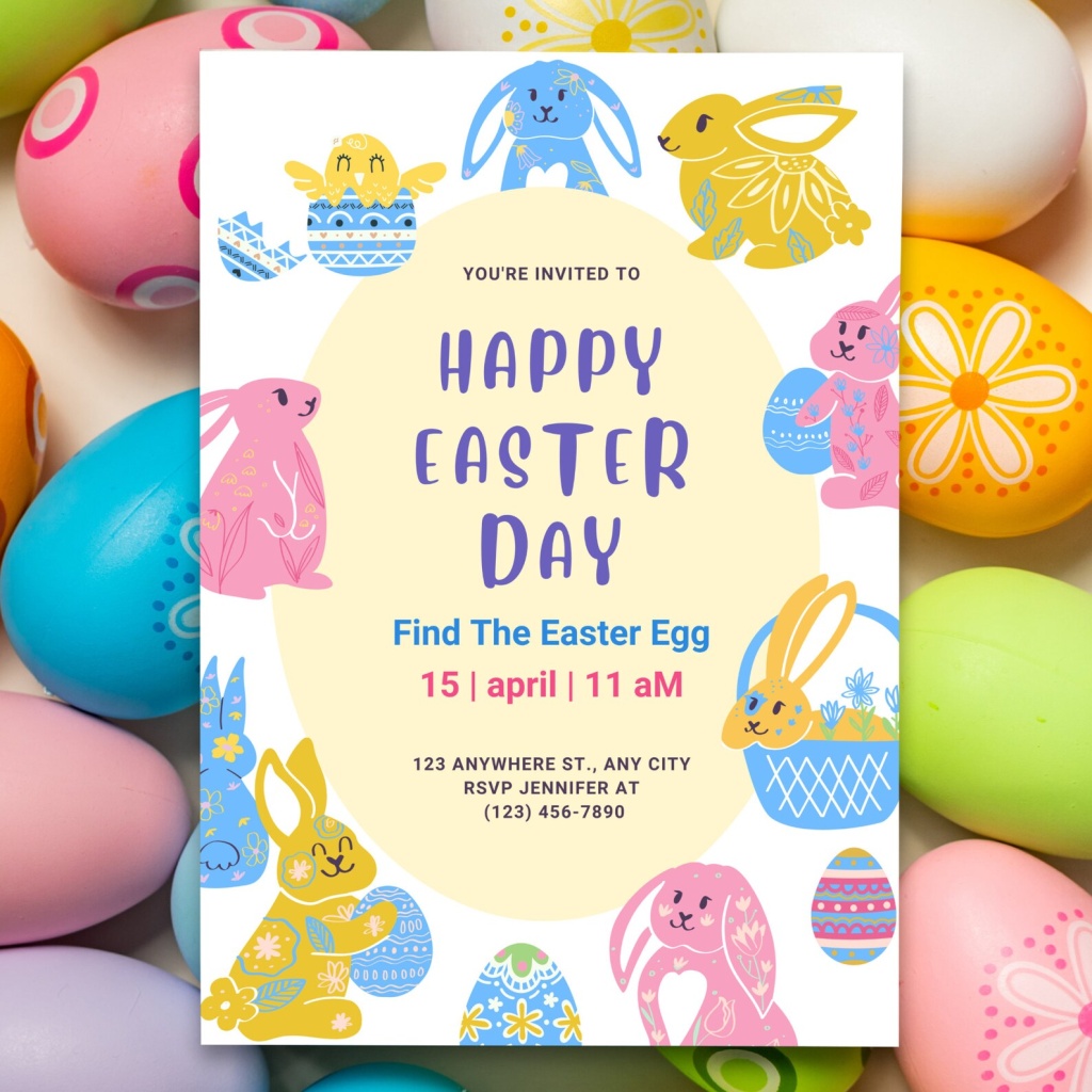 Easter Peeps Egg Hunt Party invitation template | Creators Studio